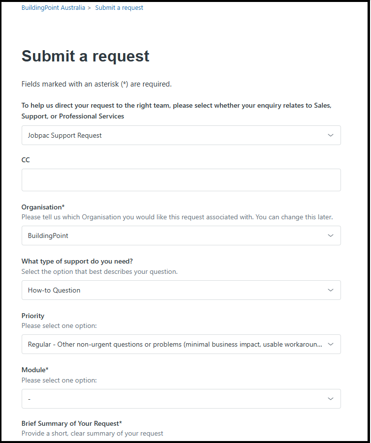 Using a Jobpac Connect Support Account - BuildingPoint Australia ...